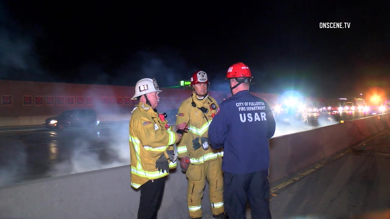Fire sparked under Fullerton bridge; Freeway lanes closed - MyNewsLA.com