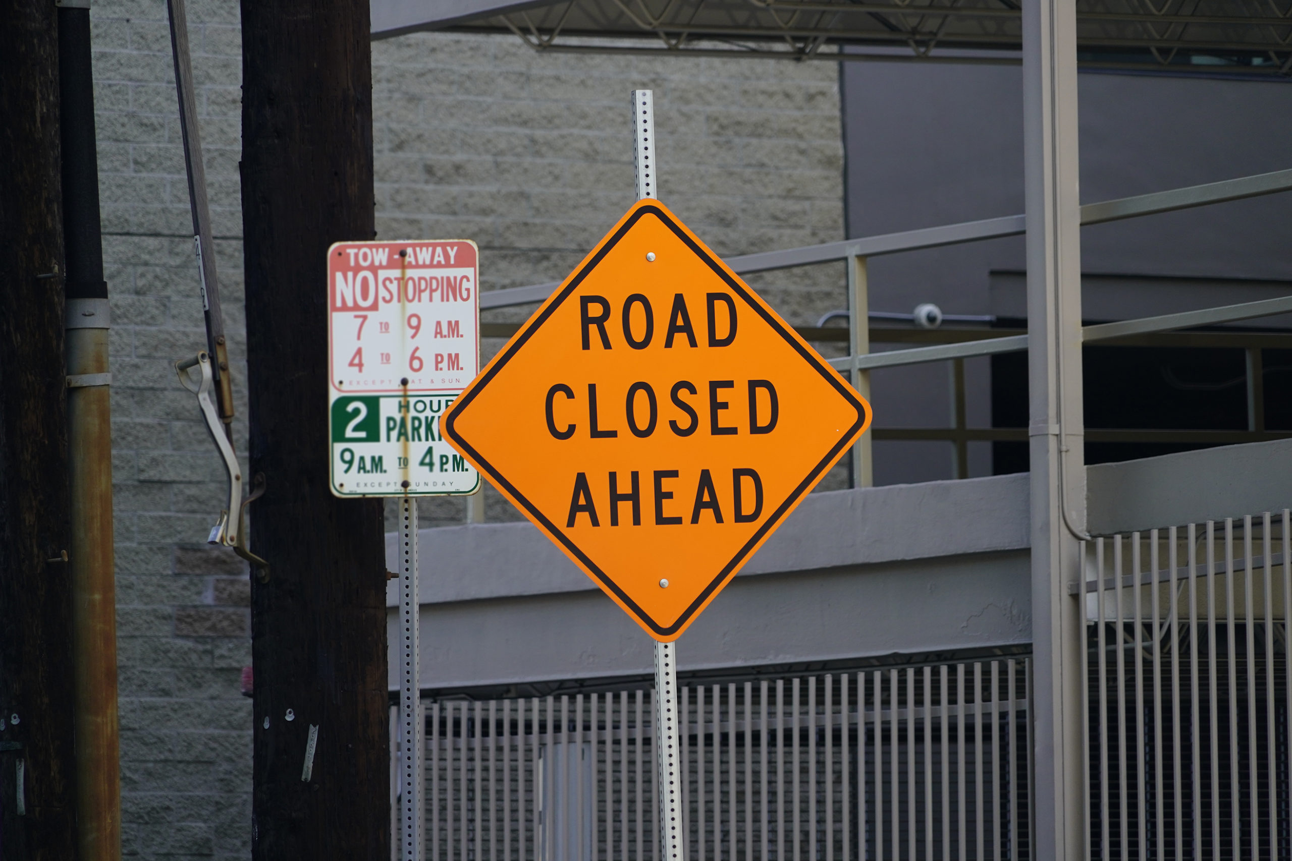 Road closed ahead sign - MyNewsLA.com