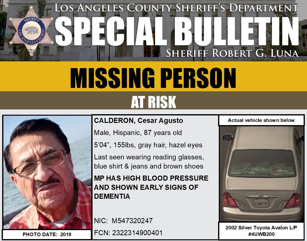 Man with Possible Dementia Missing from Carson - MyNewsLA.com