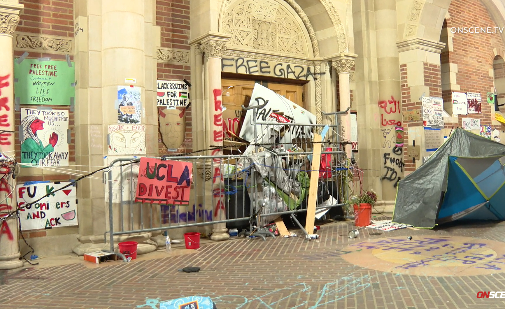 Graffiti at UCLA After Police Arrest Pro-Palestine Protesters ...